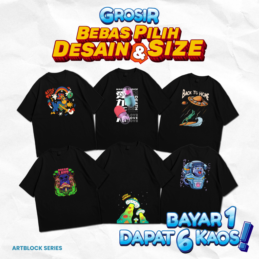 Jual Paket Kaos Distro Oversize Grosir ( BEBAS PILIH DESAIN & SIZE ...