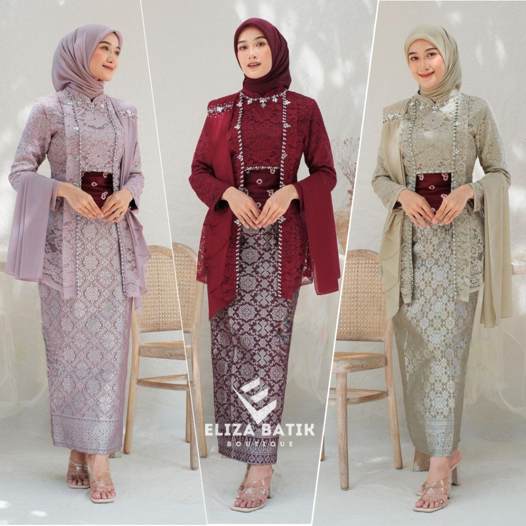 Jual Set Kebaya Kutu Baru Wisuda Modern Kebaya Set Tunik Lamaran Tunangan Batik Baju Couple ...