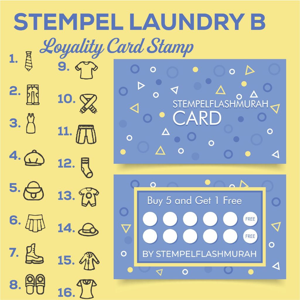 Jual stempel promo laundry B 1cm loyality kartu nama member card ...