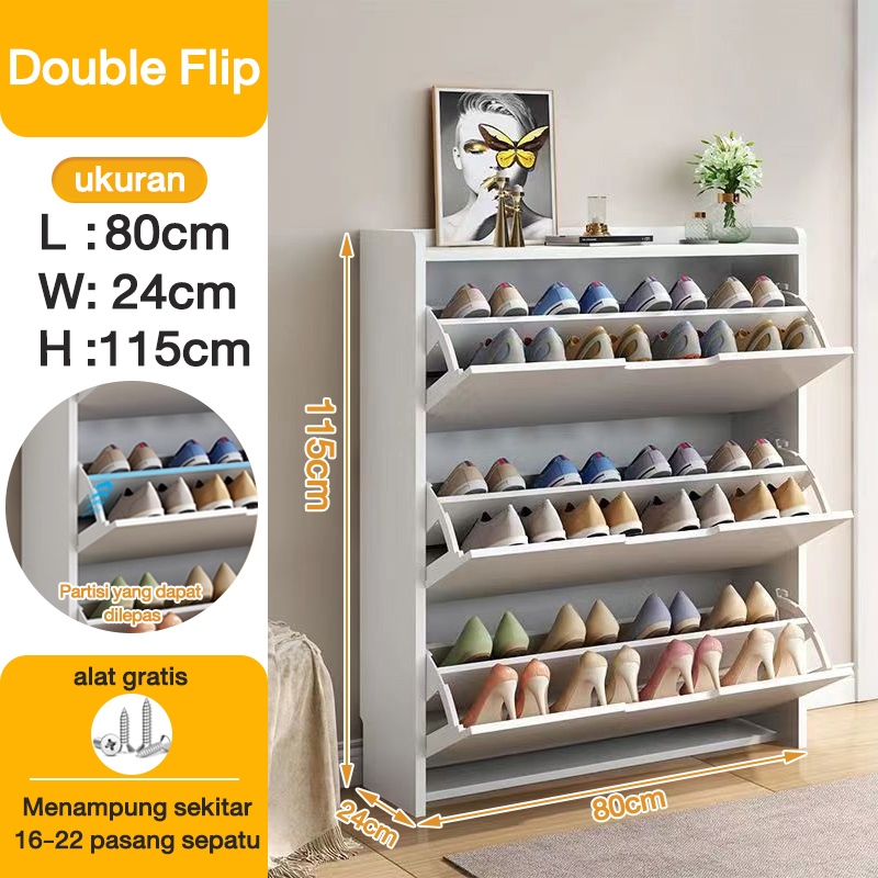 Jual Weme Lemari Sepatu Kayu 2 Lapisan Rak Sepatu Tertutup Lemari ...