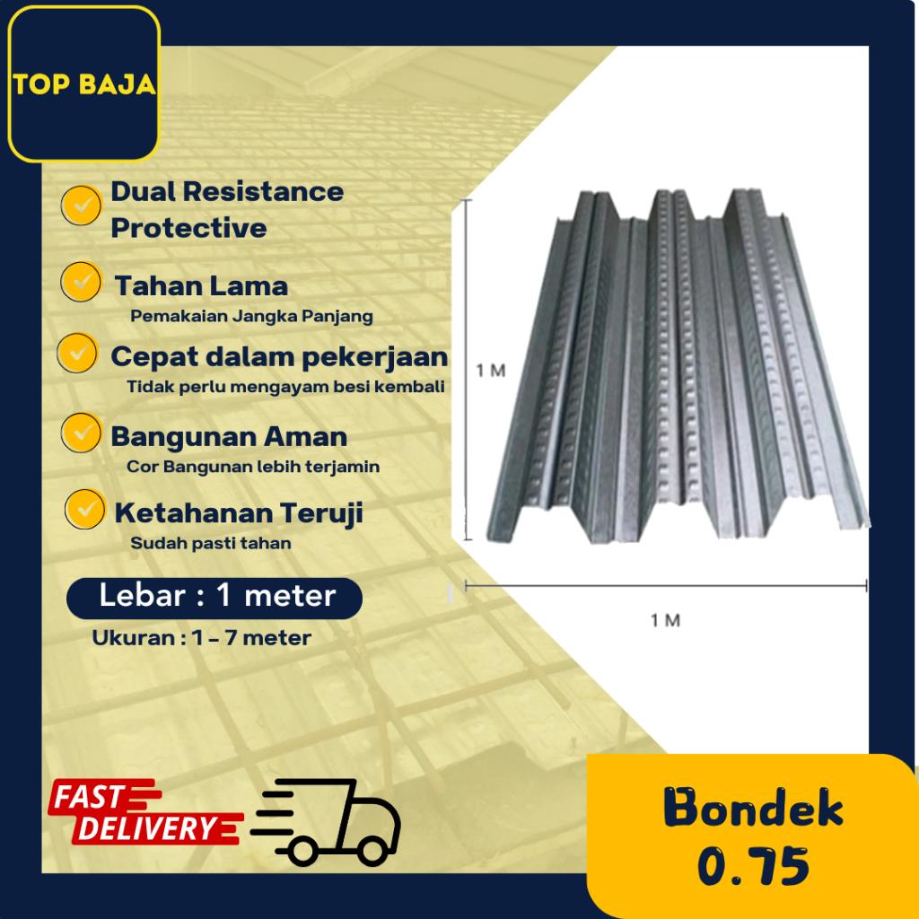 Jual Bondek Bondeck Floordeck alas tatakan Dak Cor ketebalan 0,75 mm ...