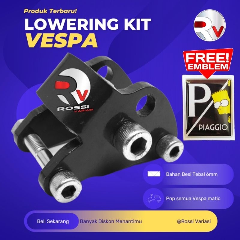 Jual Lowering Kit Vespa Sprint Primavera LX S Pemendek Shock Belakang ...