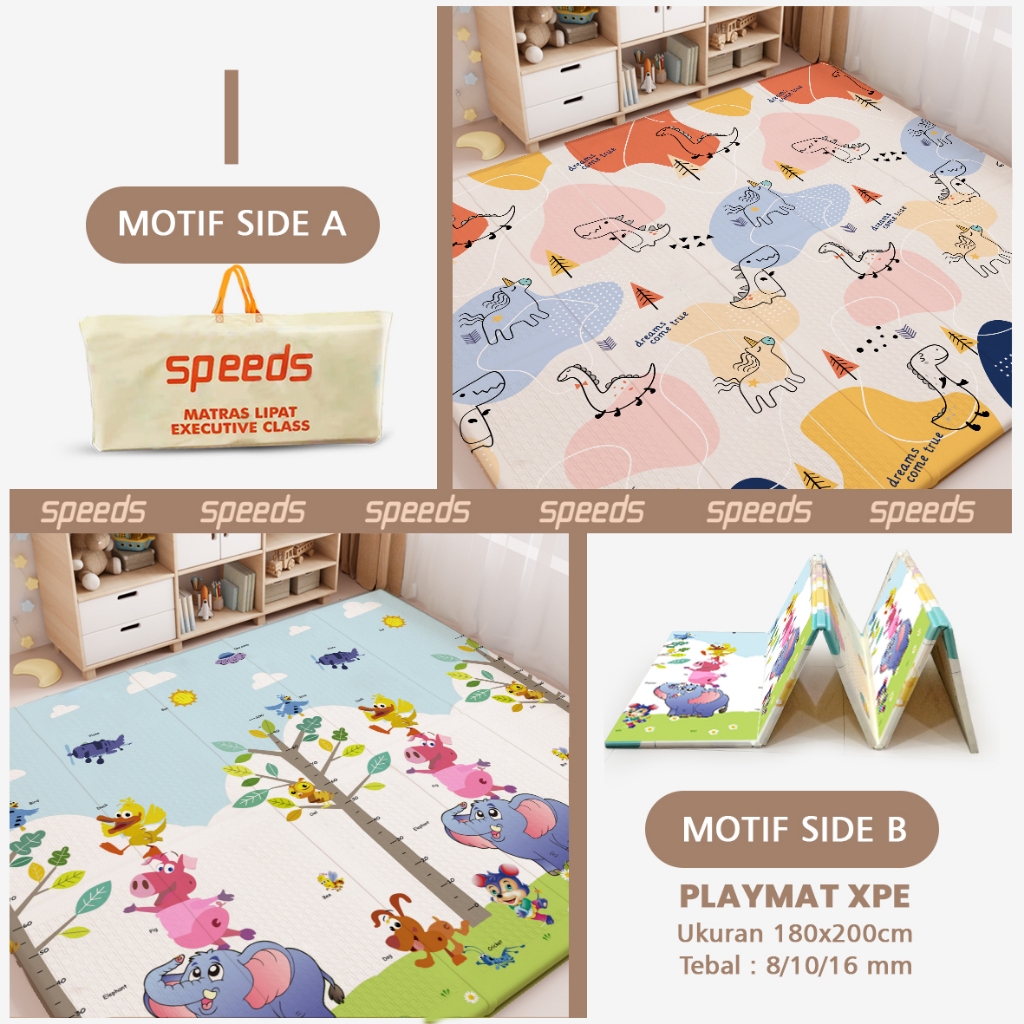 Jual SPEEDS SNI Playmat Bayi Karpet Lipat Playmat Bayi Matras 115x180cm ...