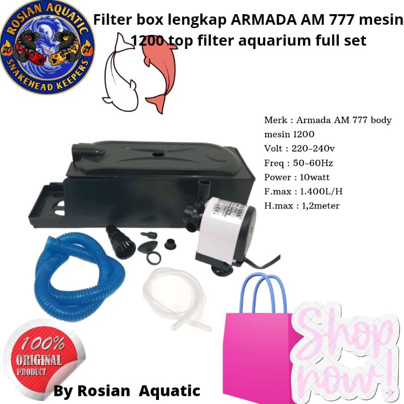 Jual Filter box lengkap ARMADA AM 777 mesin 1200 top filter aquarium ...