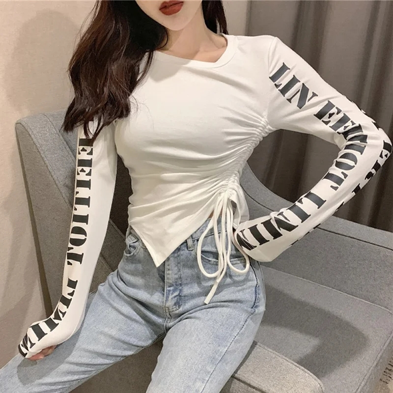 Jual Baju Kaos Lengan Panjang Sexy Model Tulisan Slim Fit Stretch Top ...
