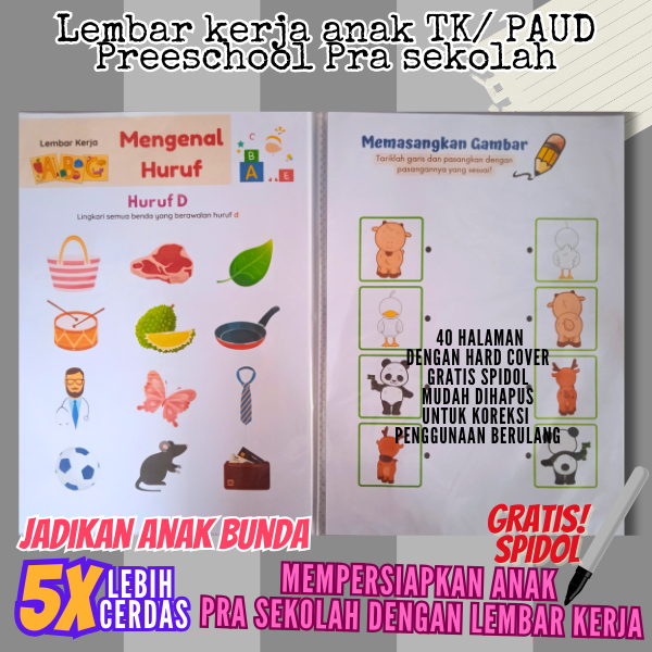 Jual Lembar kerja aktivitas anak TK PAUD HARD COVER map plastik ...