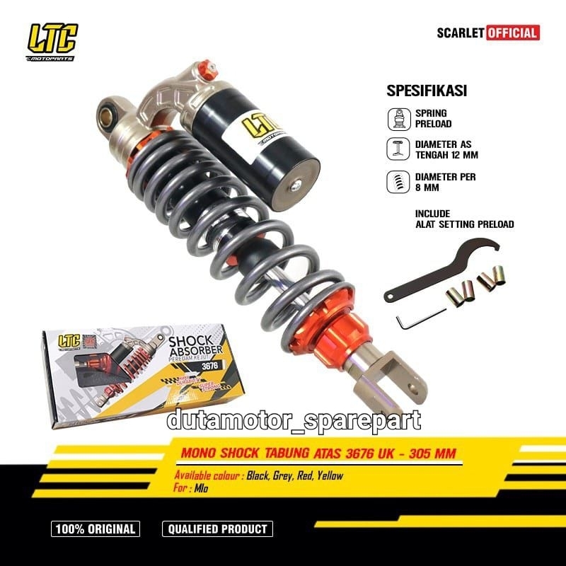 Jual Shock Tabung Atas,LTC Shockbreaker suspensi 3676 Motor Vario 335mm ...