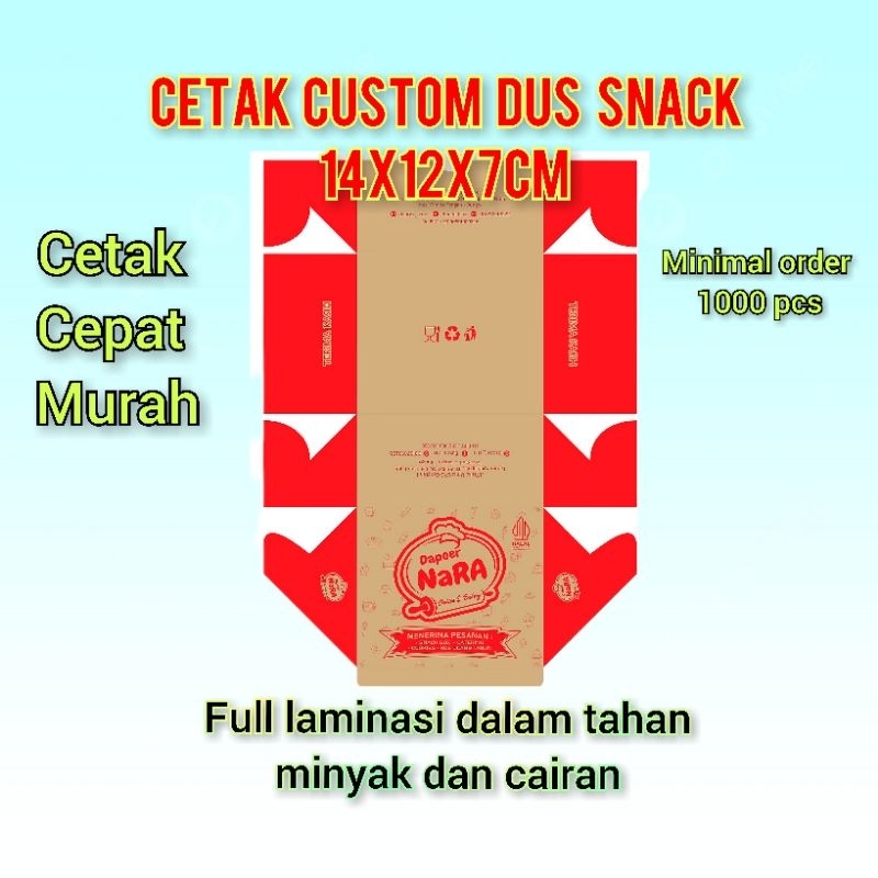 Jual CETAK CUSTOM BOX SNACK/DUS AYAM GEPREK/PRIED CHICKEN DLL CETAK 1 ...