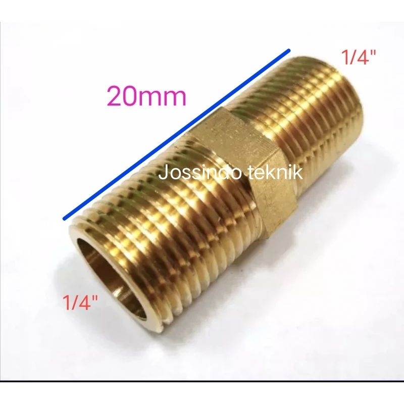 Jual double nepel Kuningan 1/4x1/4 / double nepel 1/4x1/4 kuningan | Shopee Indonesia