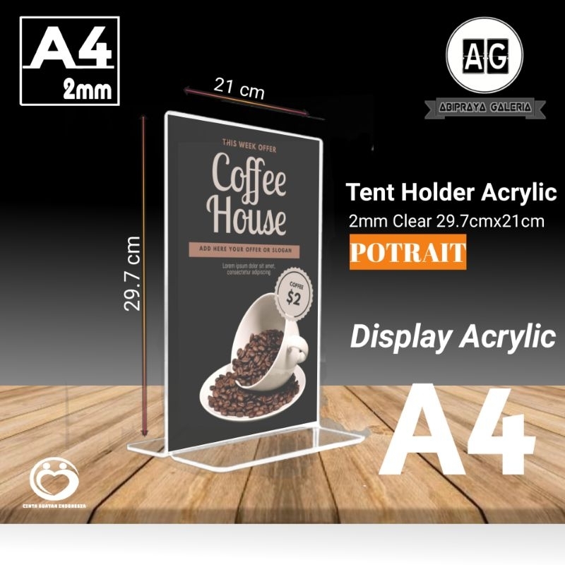 Jual TENT HOLDER ACRYLIC / AKRILIK STANDING / TEMPAT BROSUR AKRILIK ...