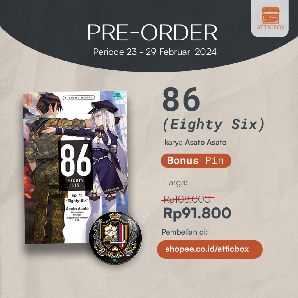 Jual [Attic] Light Novel Eighty-Six (Episode 1) - Asato Asato (Dengan ...