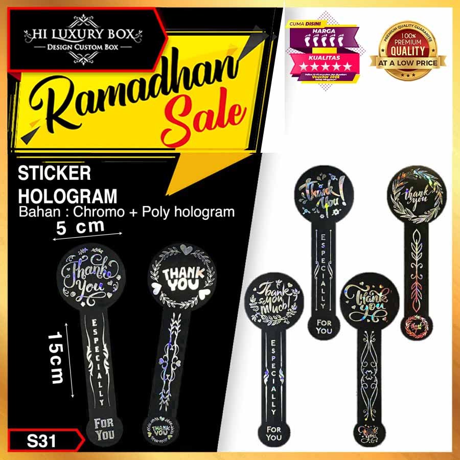 Jual Sticker Thank You | Sticker Hologram | Murah 5x15 Sticker Ucapan ...