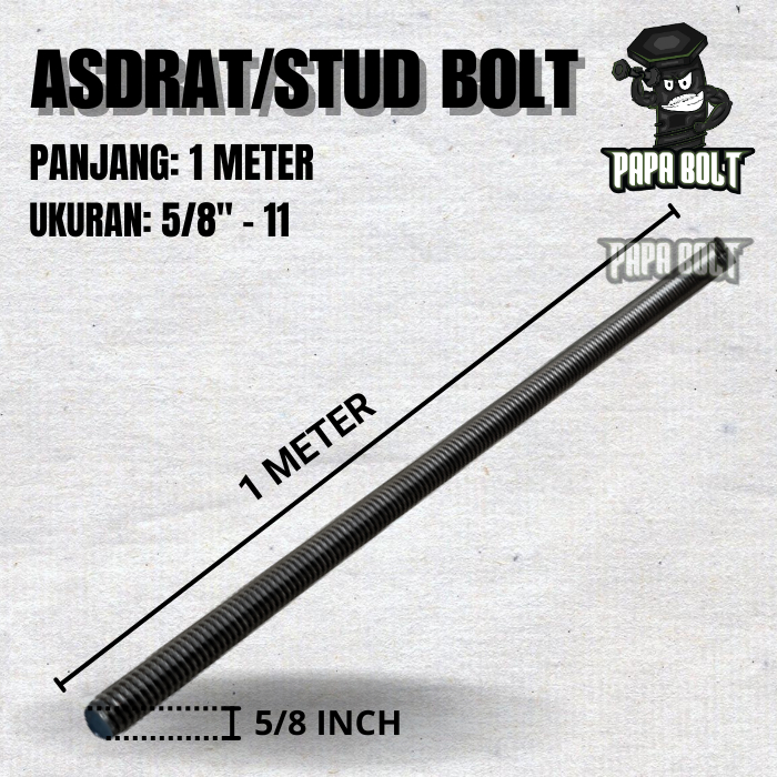 Jual Asdrat Hitam / Stud Bolt Fulldrat 5/8" x 1 Meter / Long drat 5/8 ...