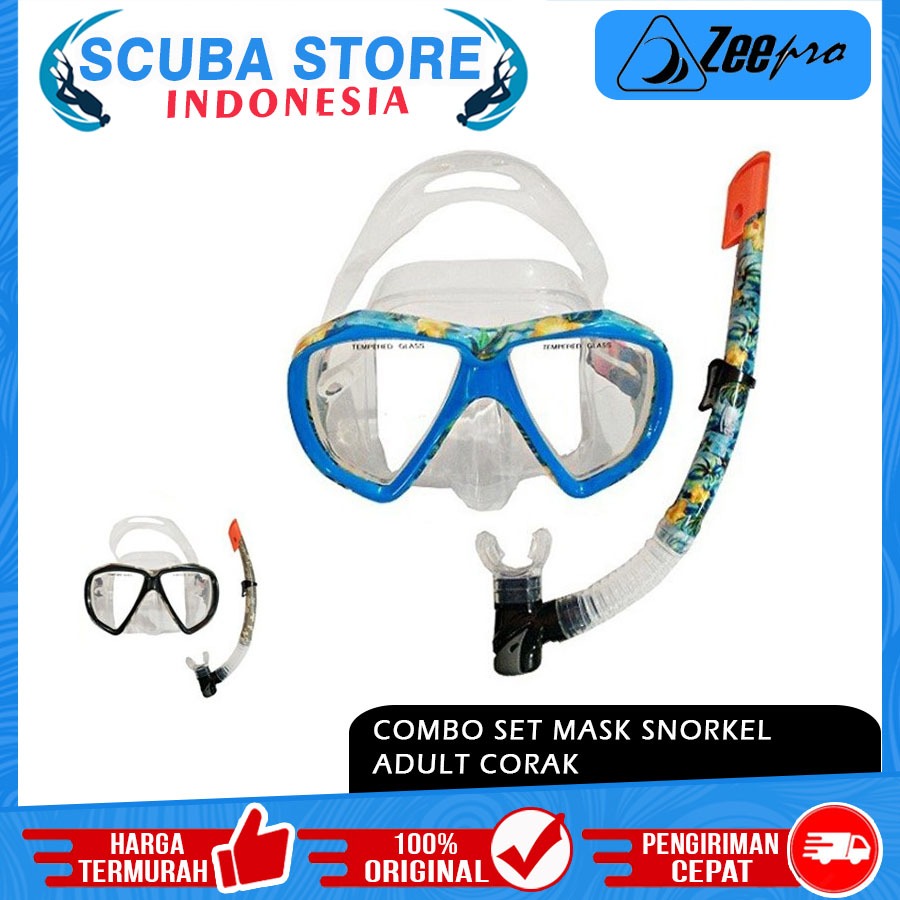 Jual Combo Set Mask Snorkel Zeepro Adult Motif Snorkeling Kacamata Pipa ...