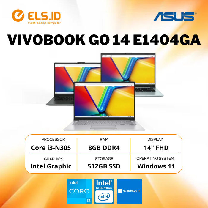 Jual Asus Vivobook Go 14 E1404GA Intel i3-N305 8GB SSD 512GB 14" FHD ...