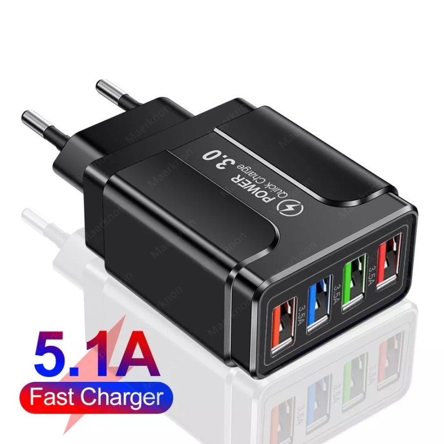 Jual Batok 4 Port USB Power Adapter Adapeor Charger 4 USB 4USB Grosir 3 ...