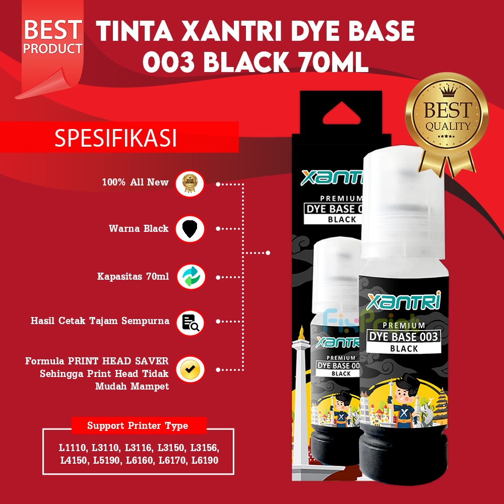 Jual Tinta Xantri 001 003 Premium Ink Printer Epson L1110 L3110 L3210 ...