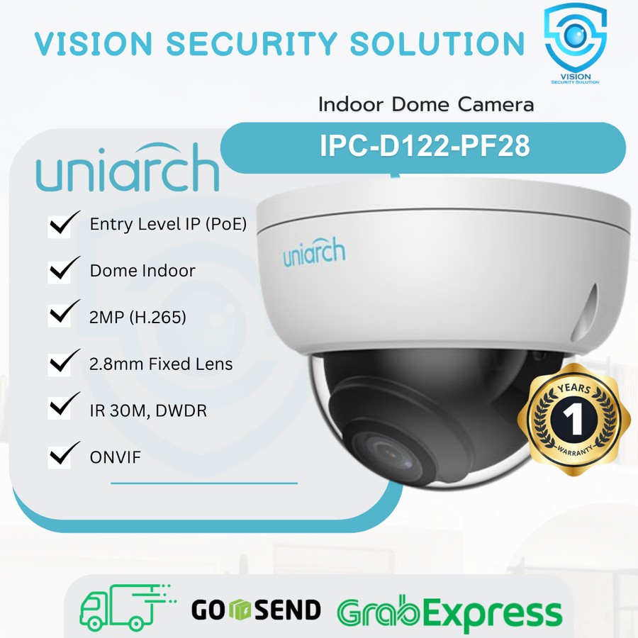 Jual Uniarch by UNV IPC-D112-PF28 2MP CCTV IP Indoor Dome Ultra H.265 ...