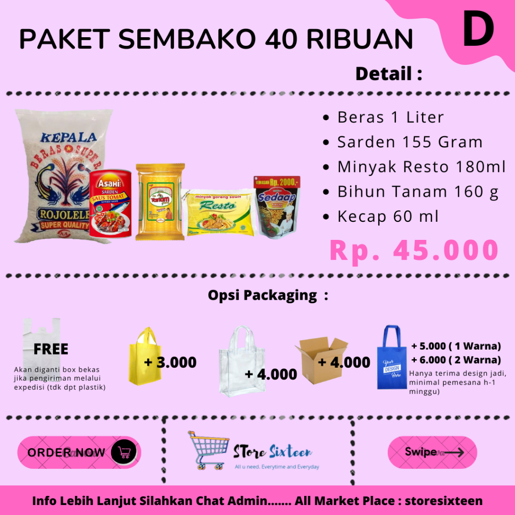 Jual Paket Sembako 40 Ribu Plus D / Paket Sembako Murah By Storesixteen ...