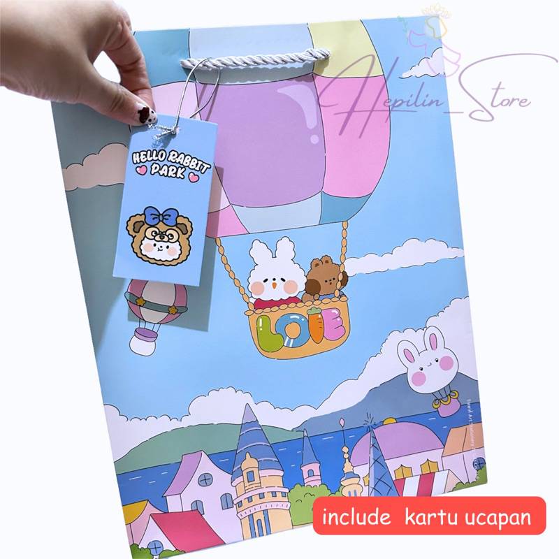 Jual [ NEW ] Paper Bag Potrait Besar Tebal Motif Rabbit Full Color ...