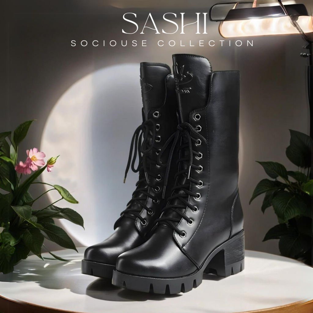Jual Sociouse Sashi Sepatu Boots Knee Wanita Heels - Gothic Korean ...