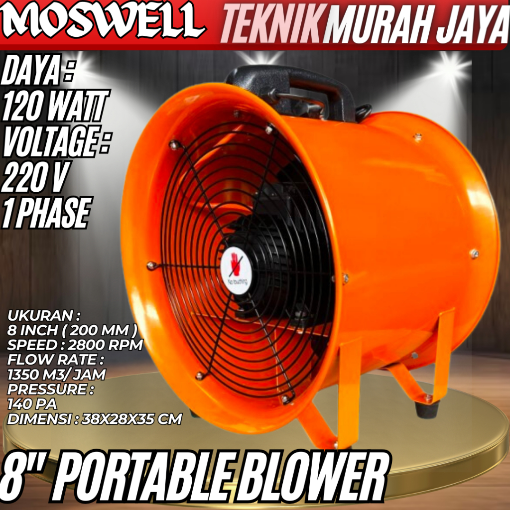 Jual MOSWELL Hot Portable Blower Axial Ventilator 8 Inch Kipas 120 Watt ...
