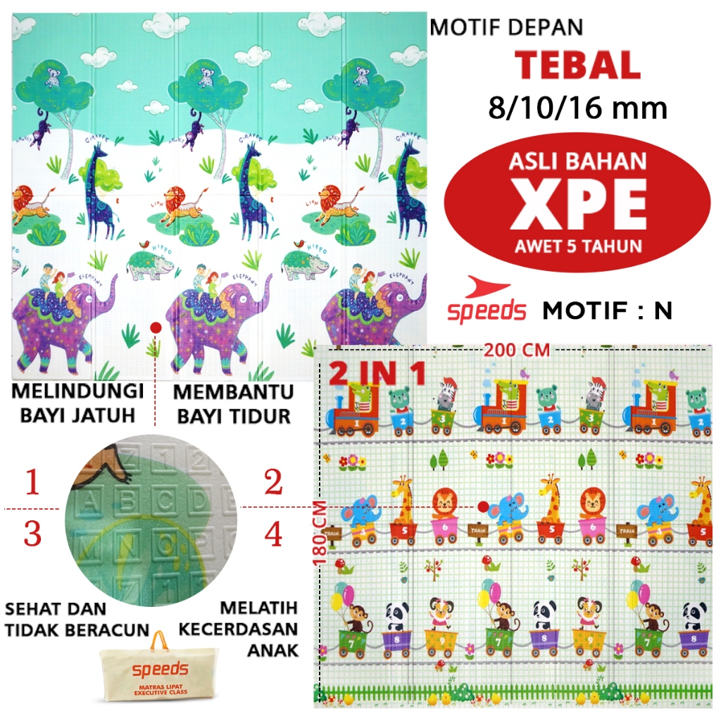 Jual SPEEDS 180x200x16-20mm Playmat Bayi Karpet Lipat Playmat Foldable ...