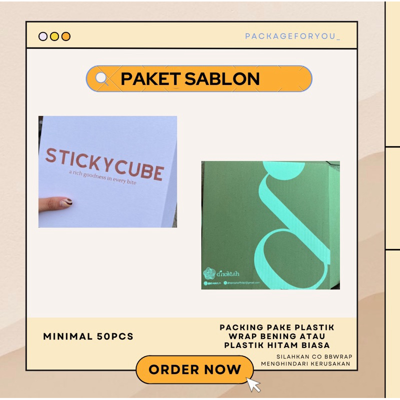 Jual SABLON CUSTOME BOX 25x25x5 KARDUS CUSTOME DESAIN MURAH / SABLON ...