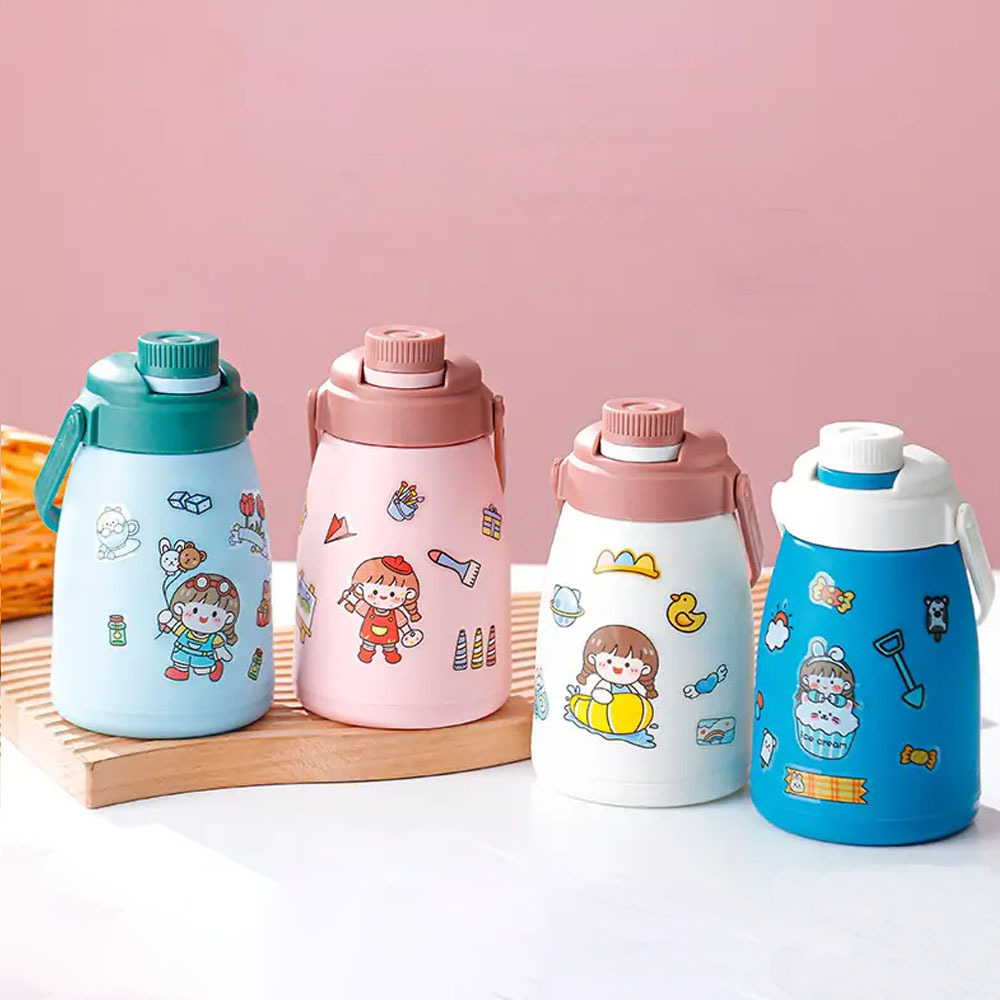 Jual Botol Minum Kaca Sticker Anak-Anak Tumbler Beling Dengan Pegangan ...