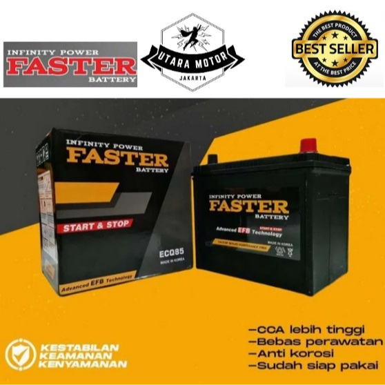 Jual FASTER Aki Kering Mobil ECQ85 Q90 Q85 Idling Stop 12V 65Ah Mazda2 CX-5 | Shopee Indonesia