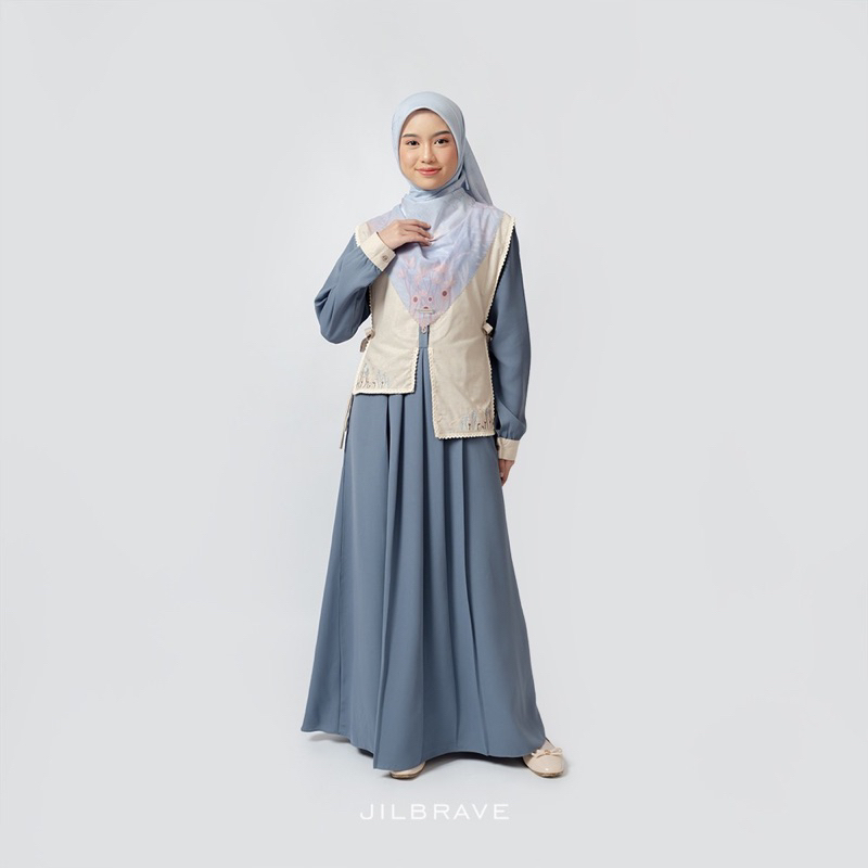 Jual JILBRAVE Talea Dress Gamis Wanita dengan Vest Bordir Bunga Casual ...