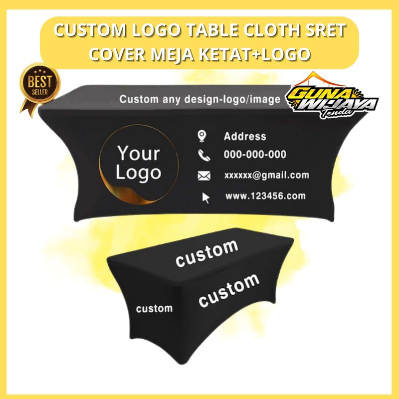 Jual TABLE CLOTH CUSTOM LOGO/Cover Meja Ketat Riqeus Logo/Taplak Meja ...