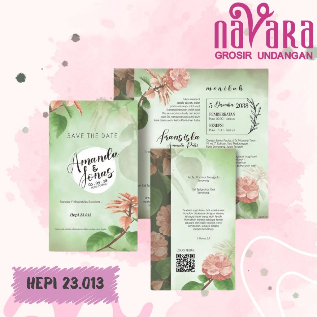 Jual Blangko undangan atau kertas undangan pernikahan merek Hepi 23.013 dengan bahan kertas BC ...
