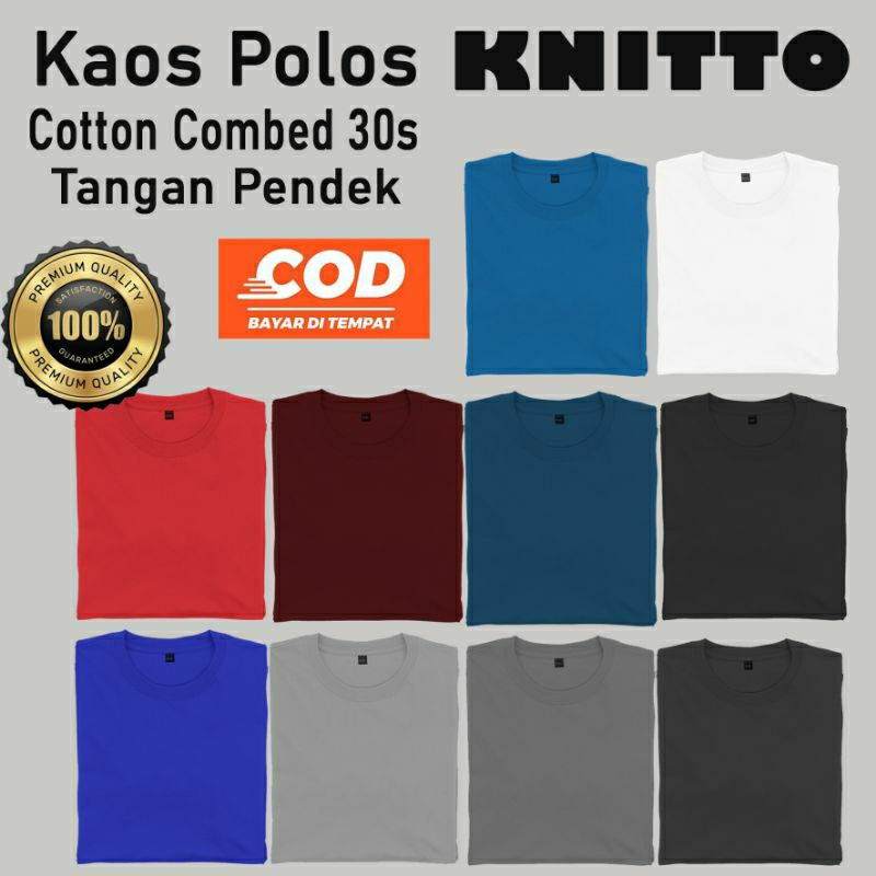 Jual KAOS POLOS COTTON COMBED KNITTO 30S DIJAMIN PREMIUM QUALITY TANGAN ...