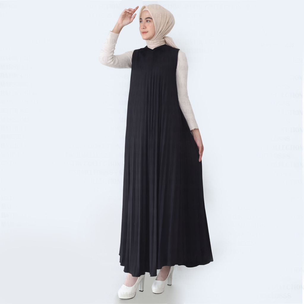Jual Inner Dress Wanita Kekinian Inner Plisket Tanpa Lengan Polos Dress ...