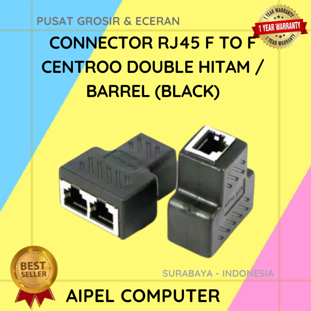 Jual DOUBLEH | CONNECTOR RJ45 FEMALE TO FEMALE CENTROO DOUBLE HITAM ...