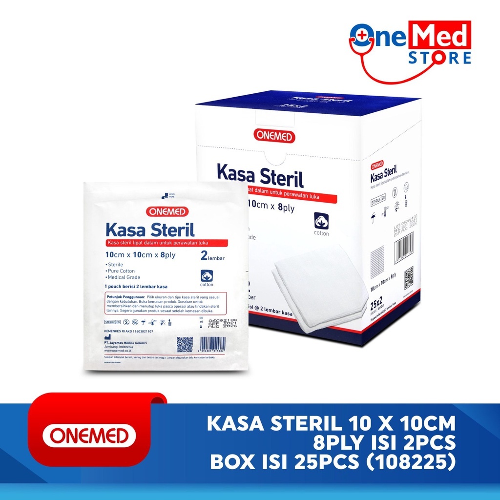 Jual ONEMED Kasa Steril 10 x 10 cm OneMed 8 ply - 1 Box isi 25 Pouch ...