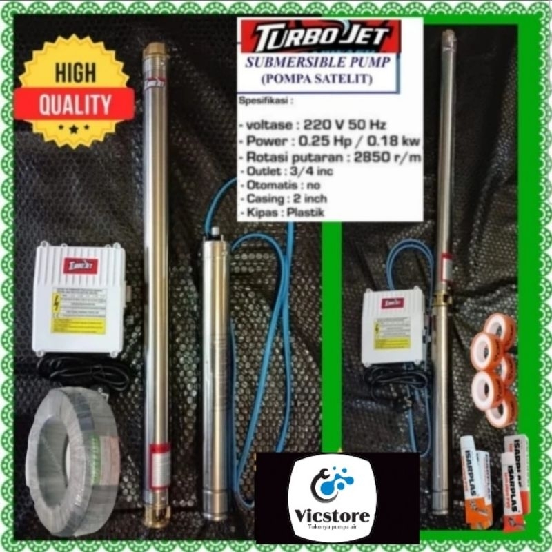 Jual Pompa satelit Turbo jet pipa 2 inch 0.25hp plus kabel dan kabel ...