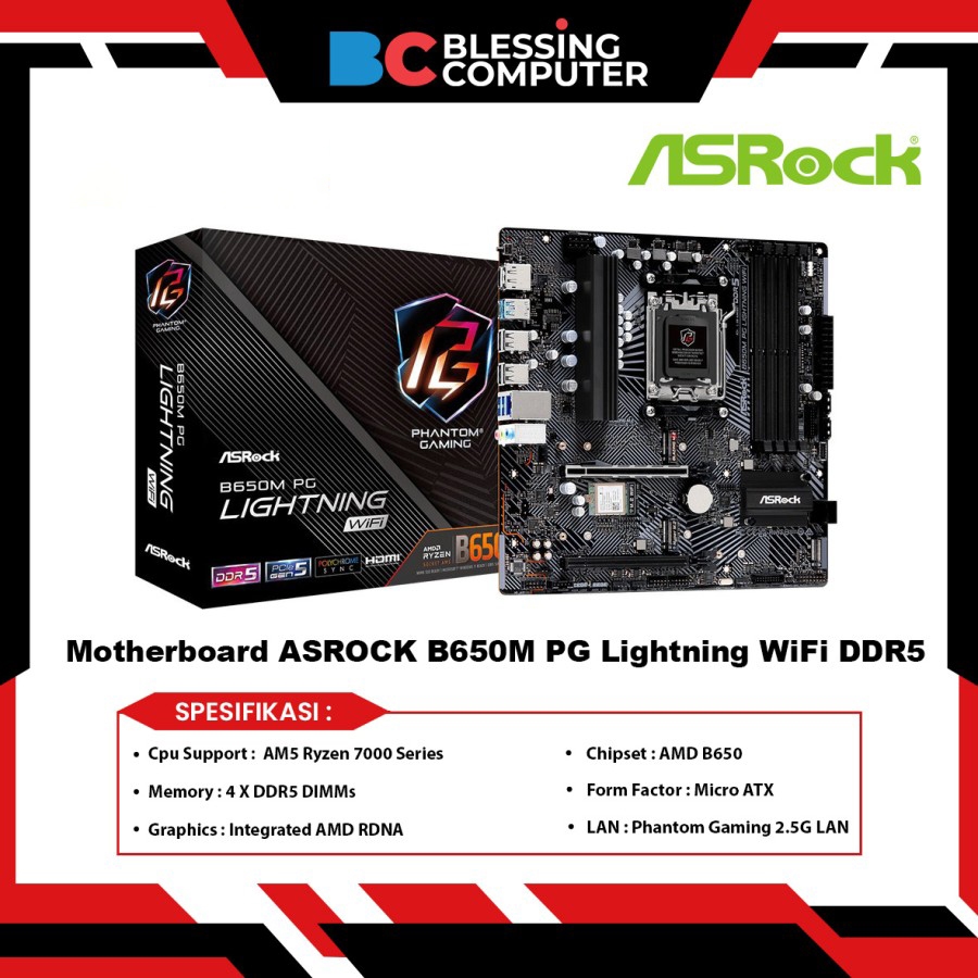 Jual Motherboard ASROCK B650M PG Lightning WiFi DDR5 | Shopee Indonesia