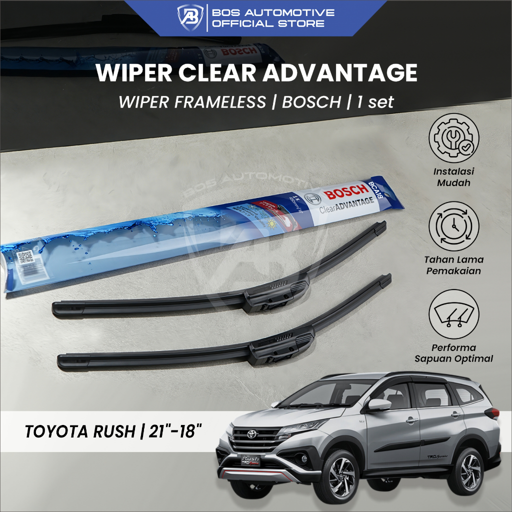 Jual Wiper Blade Bosch Clear Frameless / Karet / Kipas Kaca Depan Mobil TOYOTA RUSH / Frame Hook ...