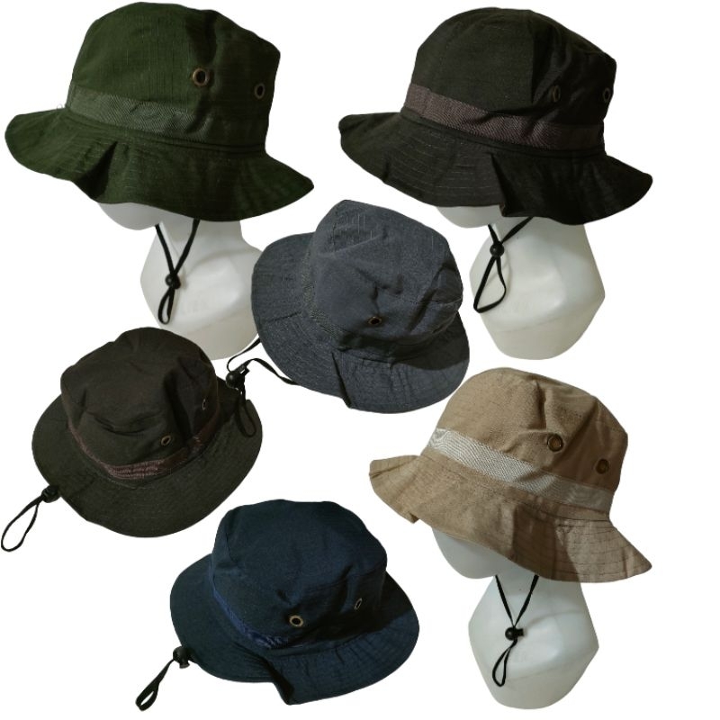 Jual TOPI RIMBA DEWASA PRIA WANITA RIPSTOK HITAM OUTDOOR ADVENTURE ...