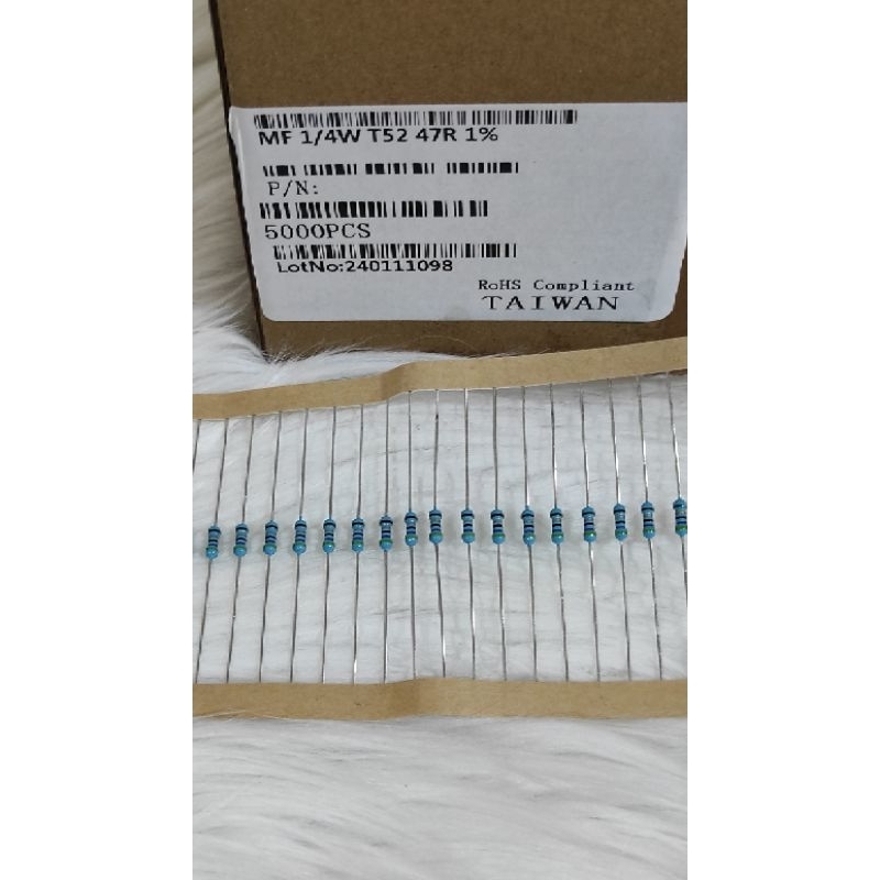 Jual 100 pcs resistor 1/4 watt 47 ohm renteng KAKI TEMBAGA R1/4w 47R ...