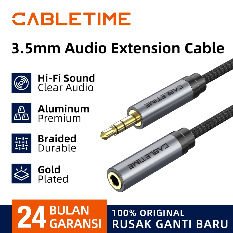 Jual CABLETIME Kabel AUX Extension 3.5mm Male to Female Perpanjangan Audio Stereo Premium ...