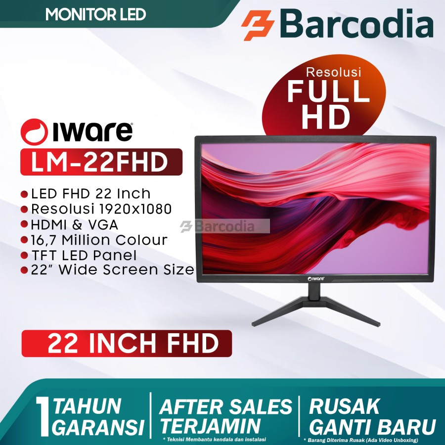 Jual BARCODIA Monitor IWARE LM-22FHD 22 Inch Full HD | Shopee Indonesia