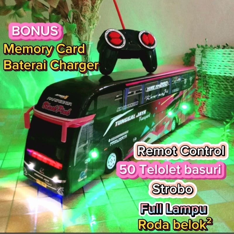 Jual Miniatur bus telolet basuri remot strobo bis mainan tunggal jaya ...