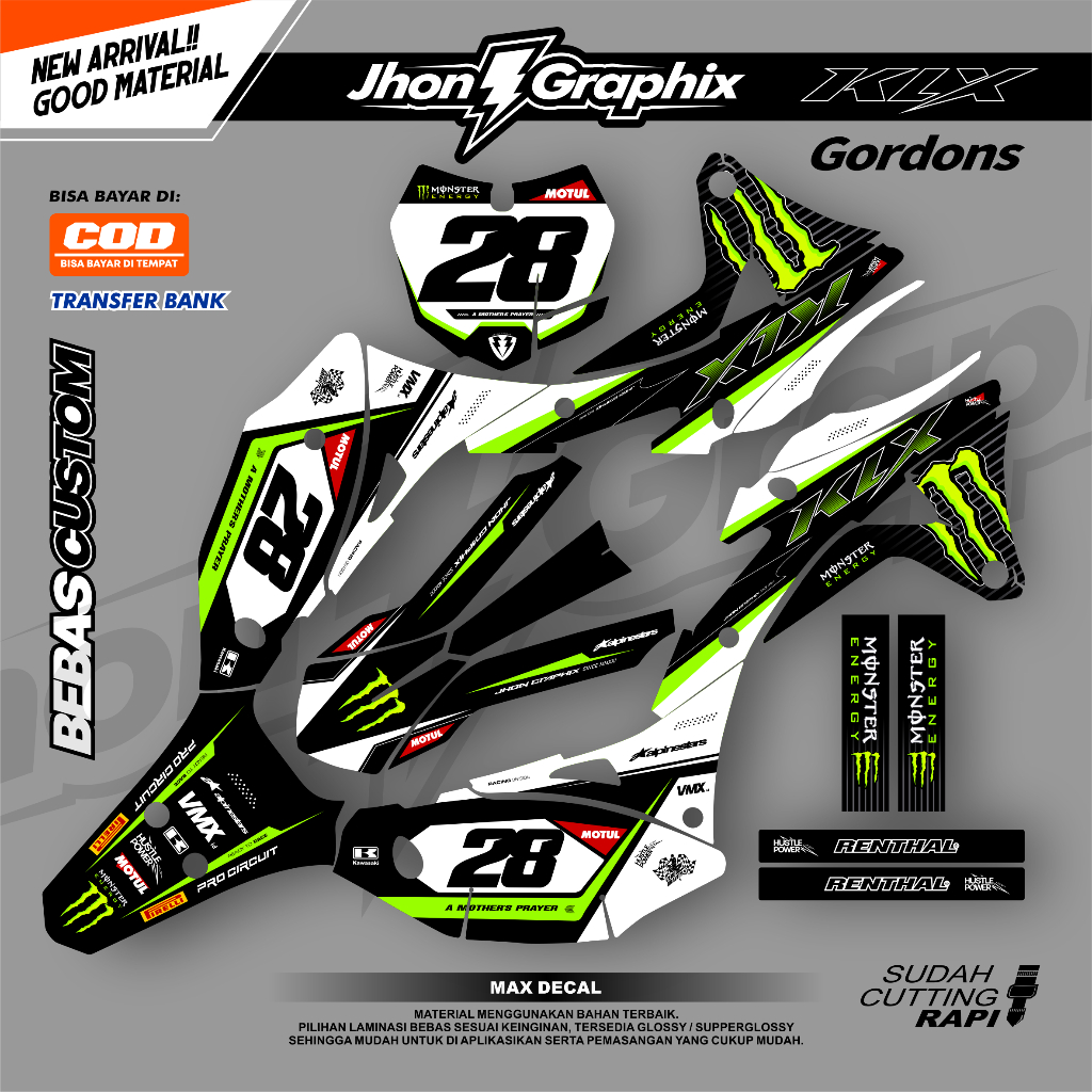 Jual DECAL KLX GORDON FULL BODY SUPERGLOSSY - DECAL CRF KLX BF DTRACKER ...