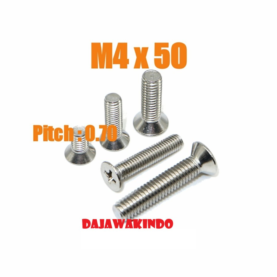 Jual Baut JF Stainless M4 x 50 / Machine Screw Stainless 304 | Shopee ...