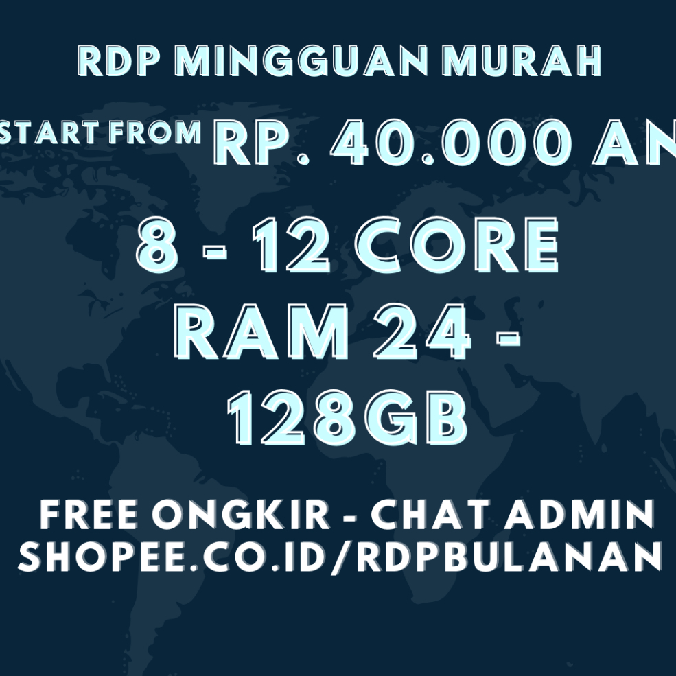 Jual RDP MURAH VPS MINGGUAN CPU 4-12 core RAM 32GB 64GB 128GB | Shopee ...