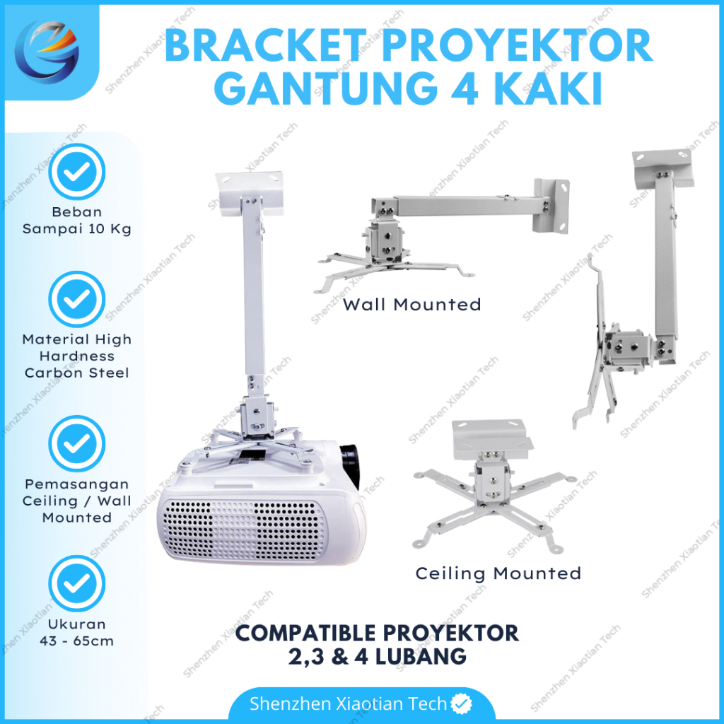 Jual Bracket Proyektor Gantung 4 Kaki | Hanging Ceiling Wall Proyektor ...