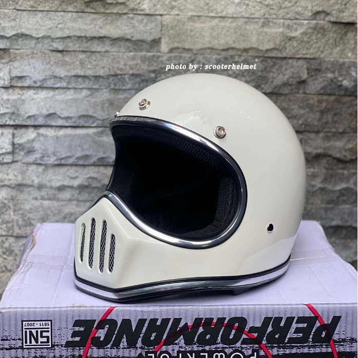 Jual Helm Cakil Custom Putih White + Pet dan Kaca | Shopee Indonesia